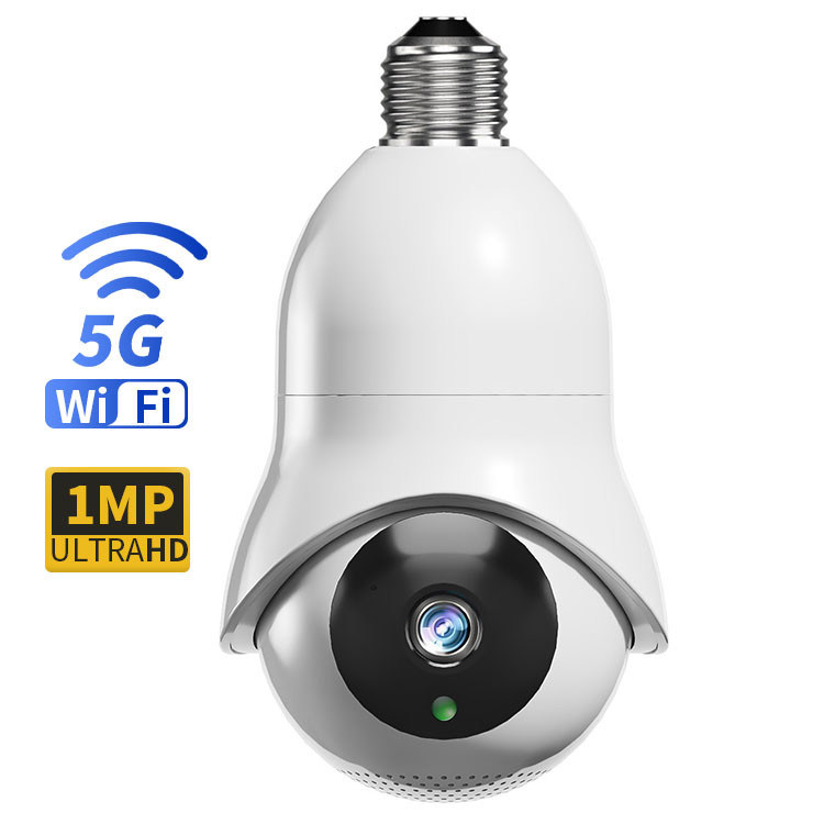Wireless 5G Indoor Light Bulb Camera , Panoramic Smart Dome Camera With ...
